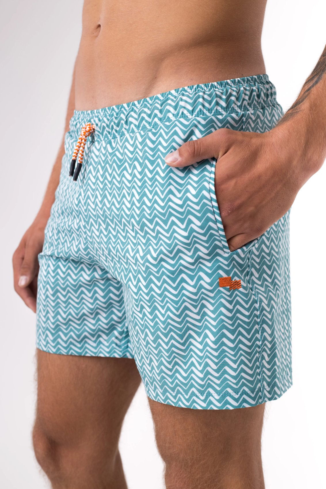 ERIC TRUNK IN TEAL ZIGZAG – Copper Bottom Swim